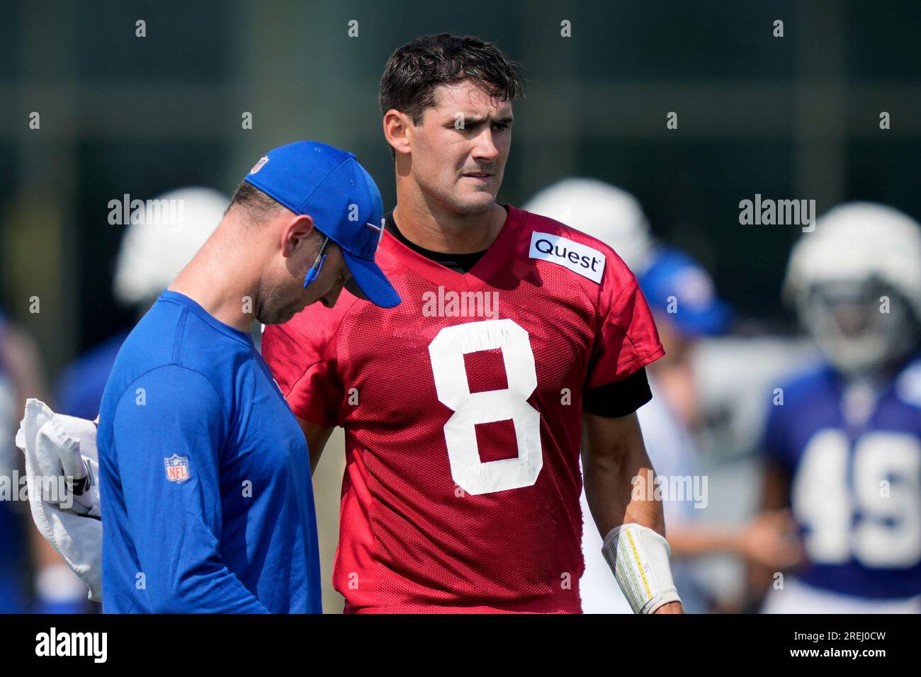 New York Giants quarterback Daniel Jones participates in training ...
