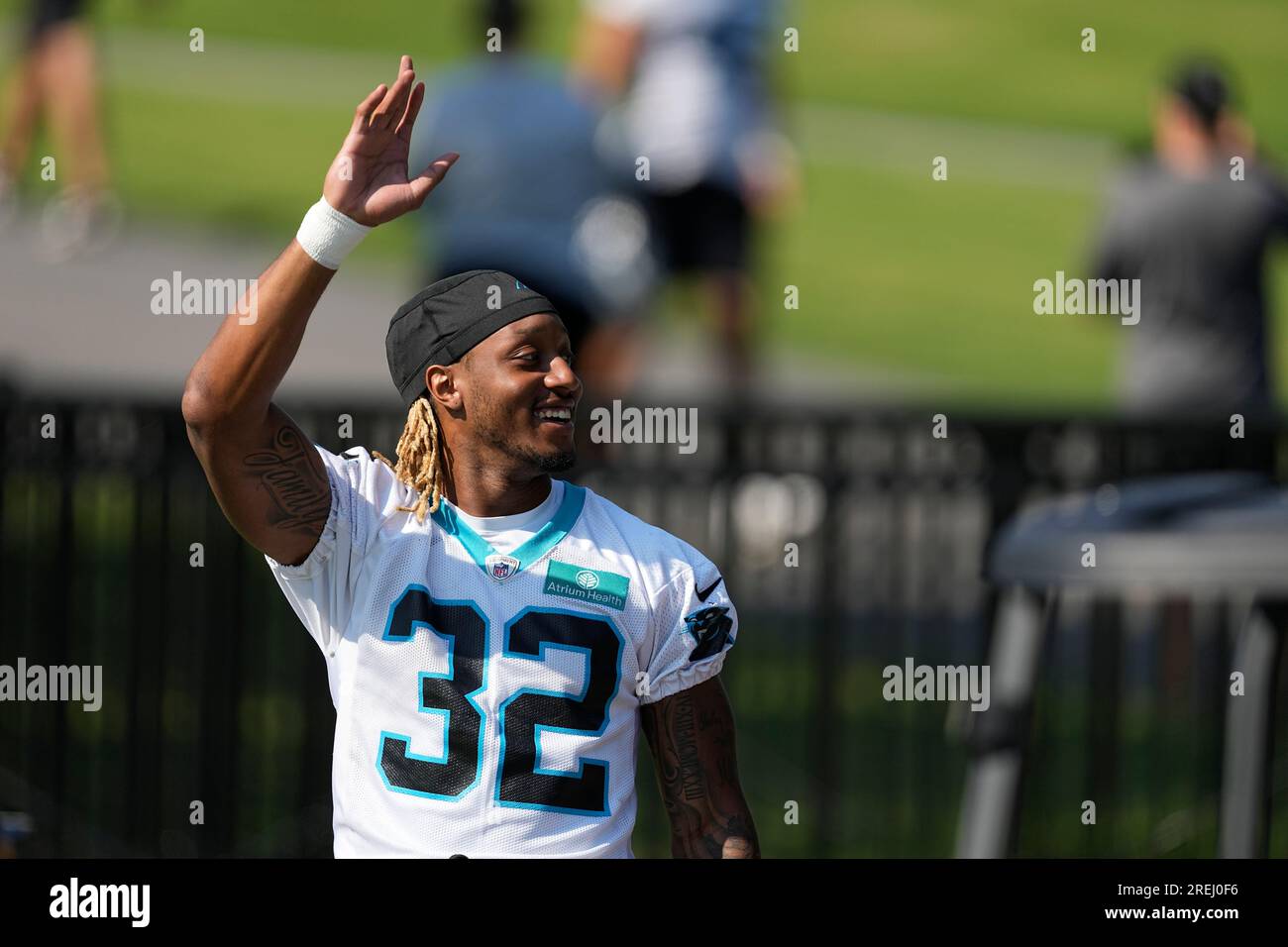 Carolina Panthers running back Camerun Peoples arrives at the NFL ...