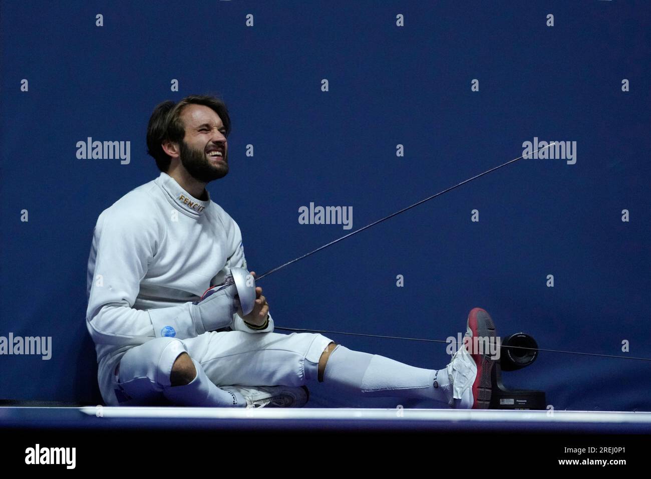France's Romain Cannone reacts during the men's Individual Epee ...
