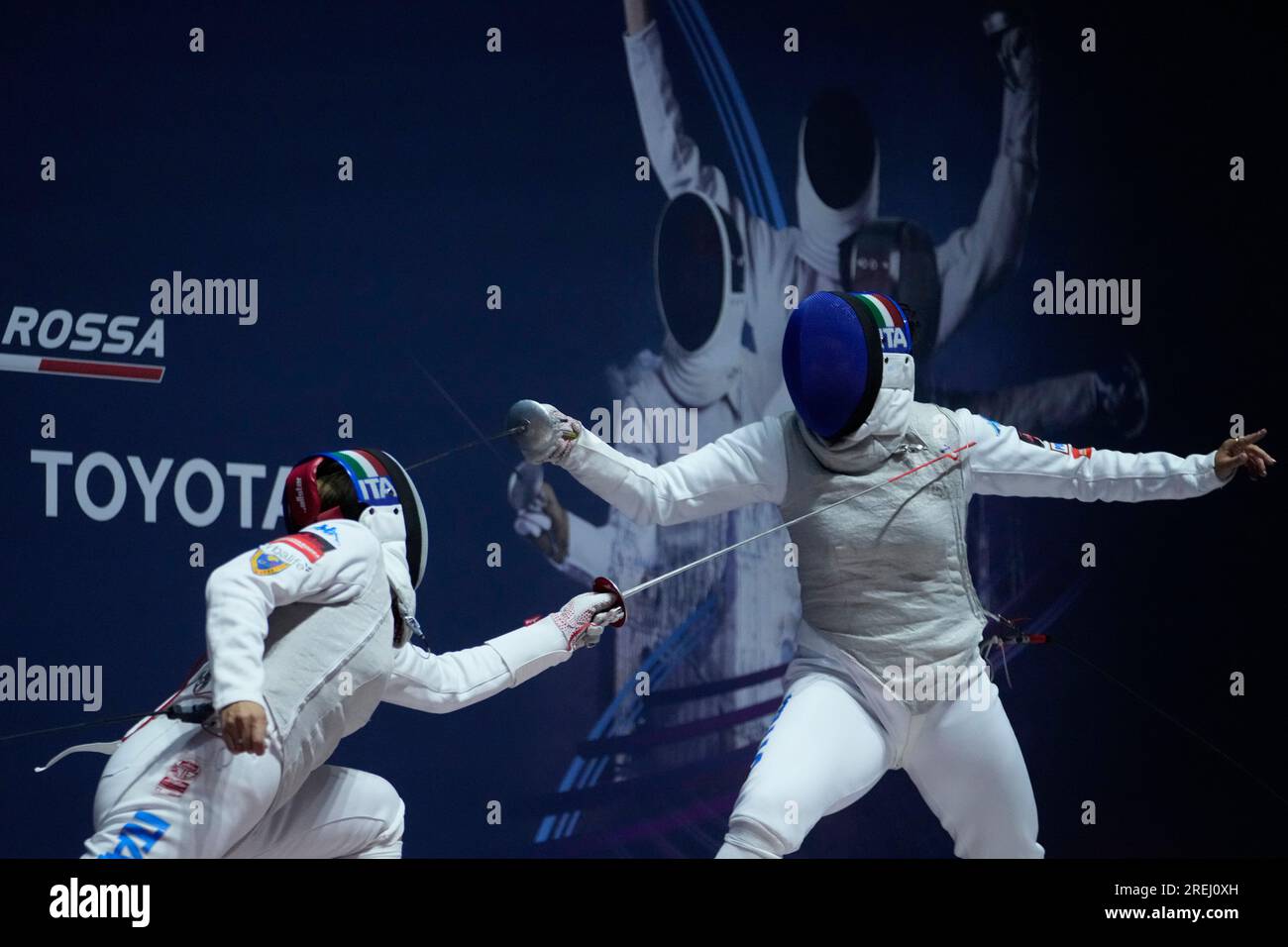 Italy's Arianna Errigo, left, competes with Italy's Alice Volpi during ...