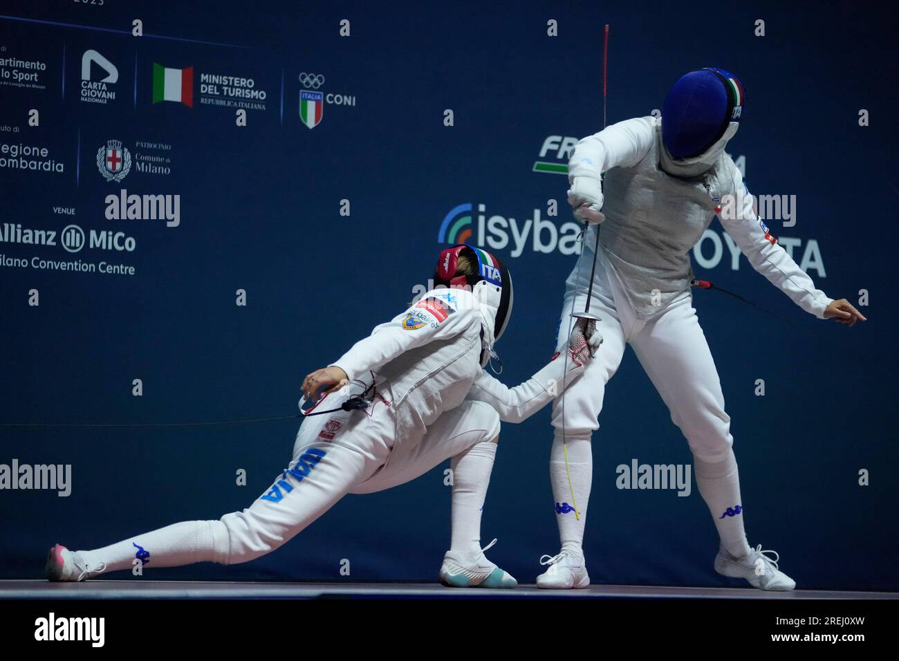 Italy's Arianna Errigo, left, competes with Italy's Alice Volpi during ...