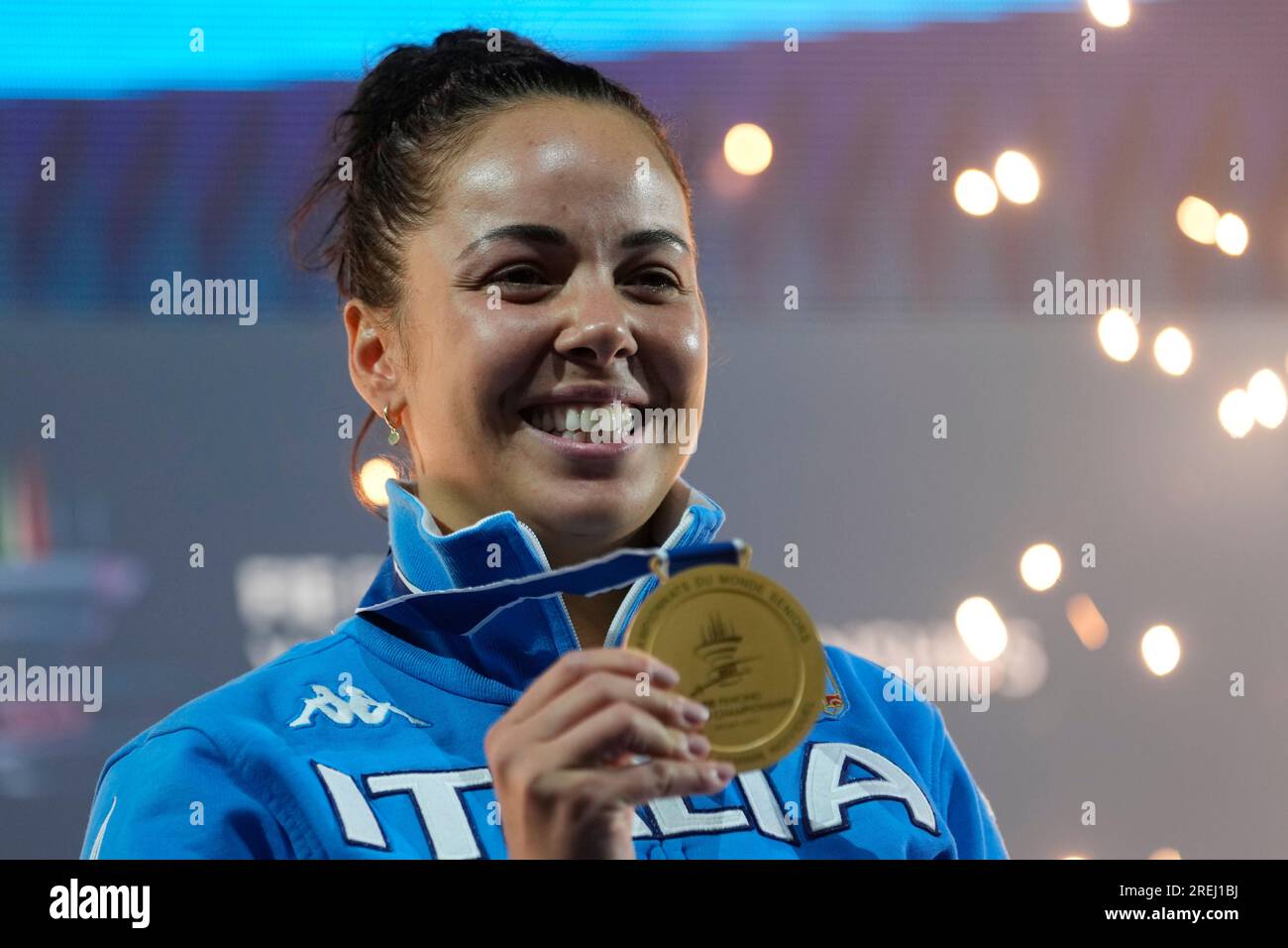 Italy's Alice Volpi celebrates on the podium after winning the women's ...