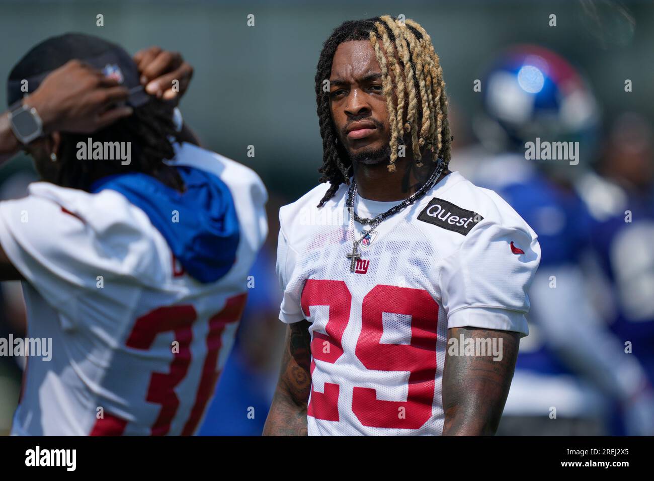 New York Giants safety Xavier McKinney (29) participates in training ...
