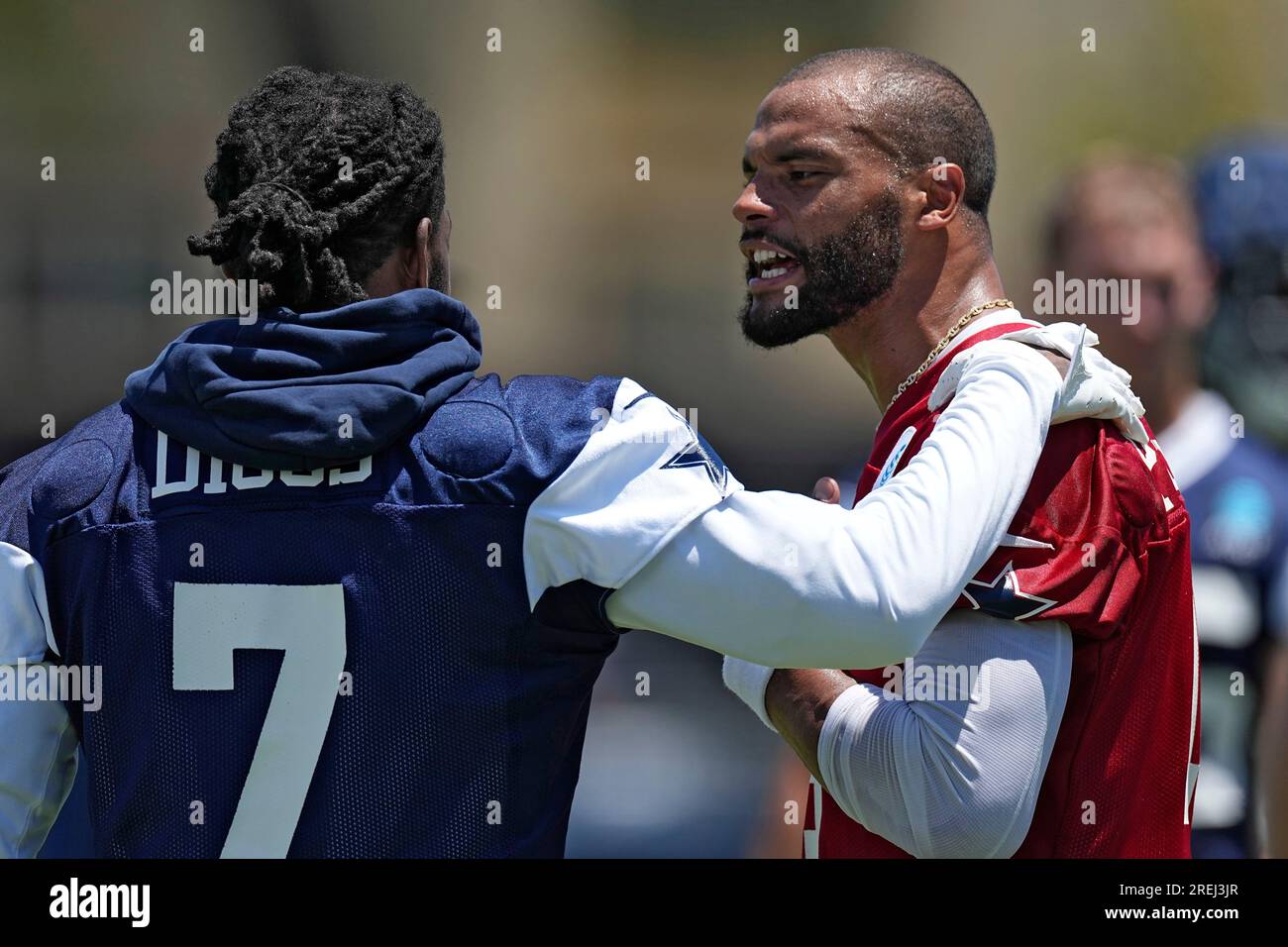 Dallas Cowboys cornerback Trevon Diggs, left, and quarterback Dak ...