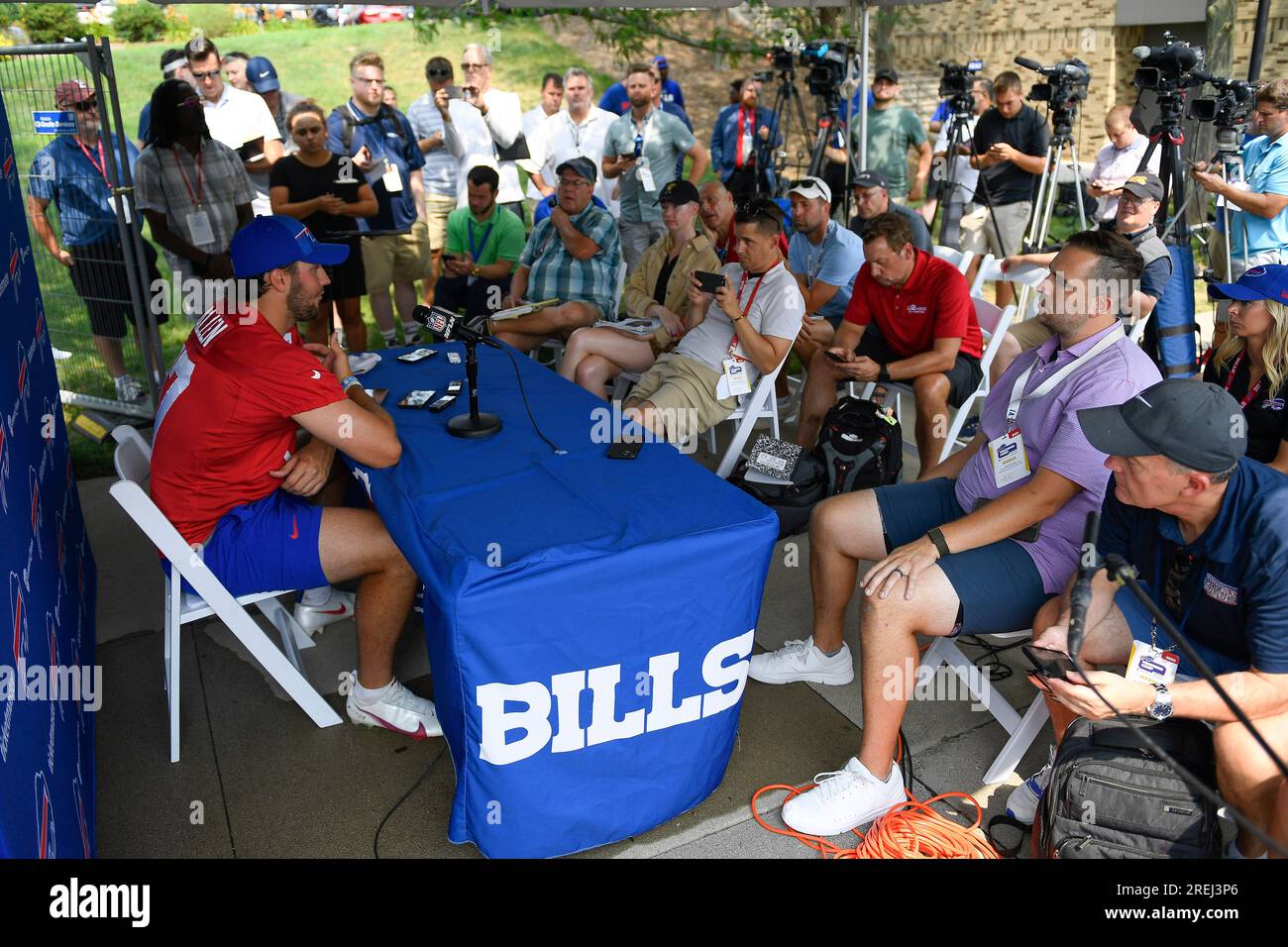 Buffalo Bills quarterback Josh Allen speaks during a news conference ...