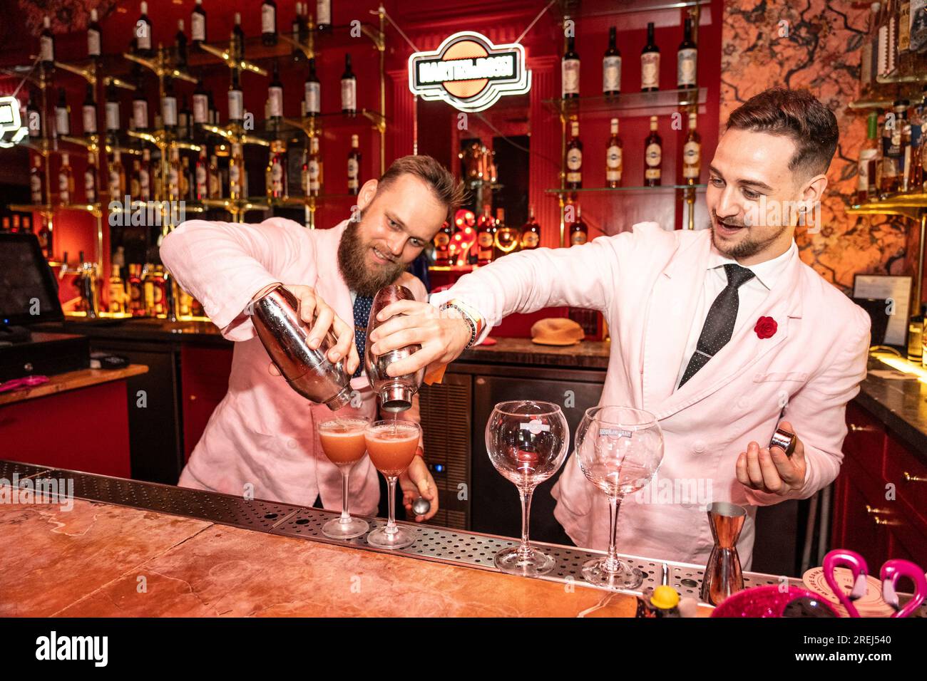 Bartenders are seen at Martini & Rossi's 160th Birthday Party during ...