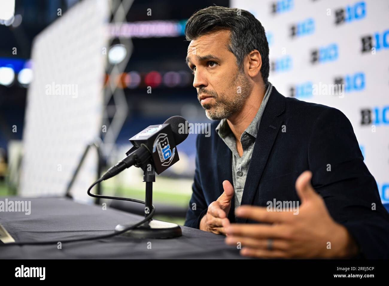 INDIANAPOLIS, IN - JULY 26: NBC college football host Ahmed Fareed ...