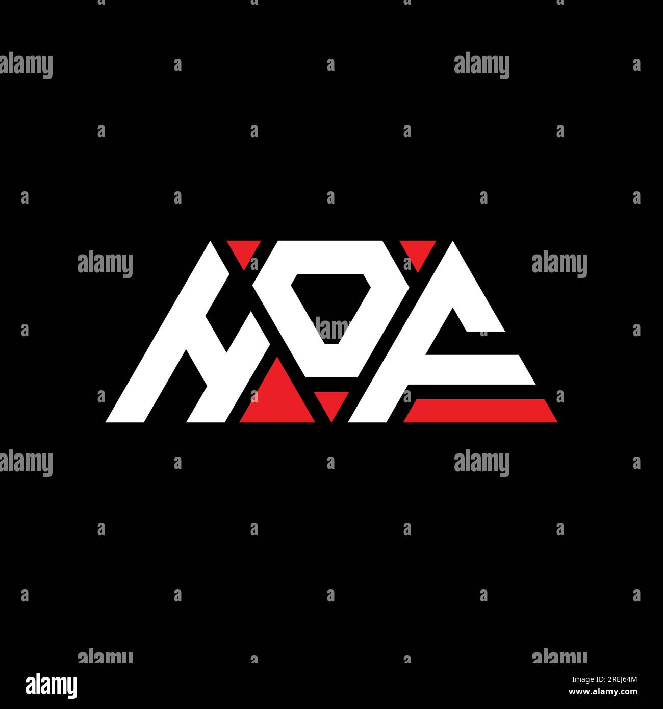 HOF triangle letter logo design with triangle shape. HOF triangle logo ...