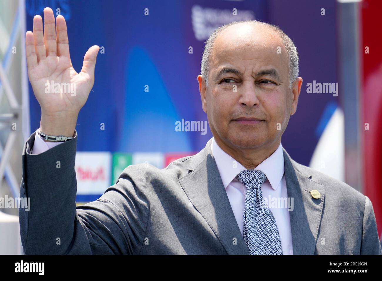 World Aquatics president Husain al-Musallam waves during the award ...