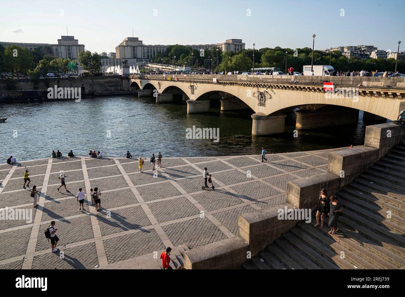 The Pont d' Iena, with the Trocadero in background, is photographed in ...