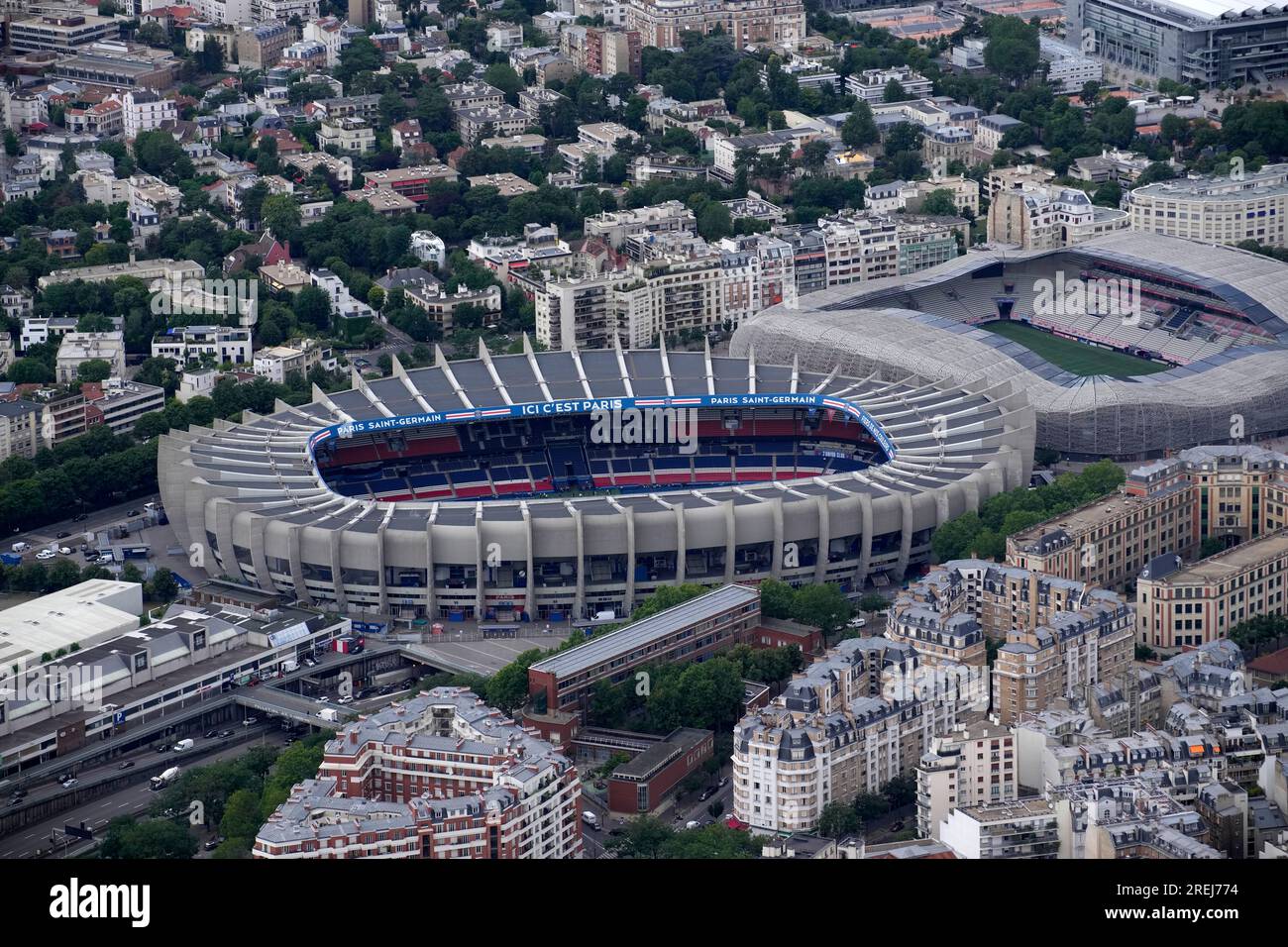 The Parc des Princes stadium is seen in Paris, France, Tuesday, July 11 ...