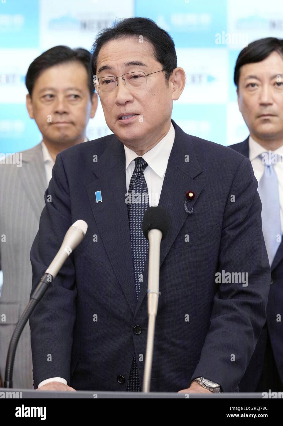 Japanese Prime Minister Fumio Kishida speaks to media after discussing ...