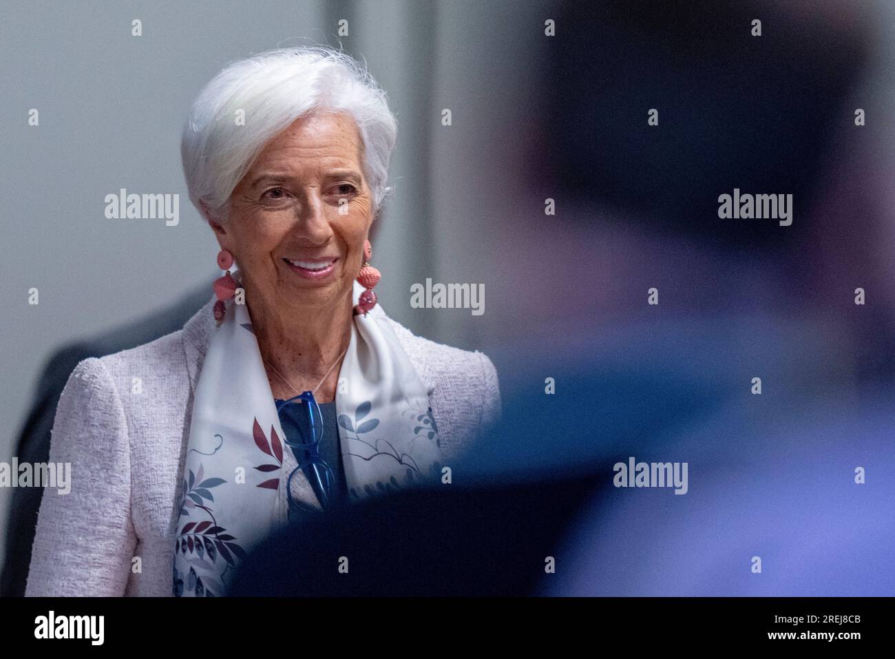 President of European Central Bank Christine Lagarde arrives at a press ...