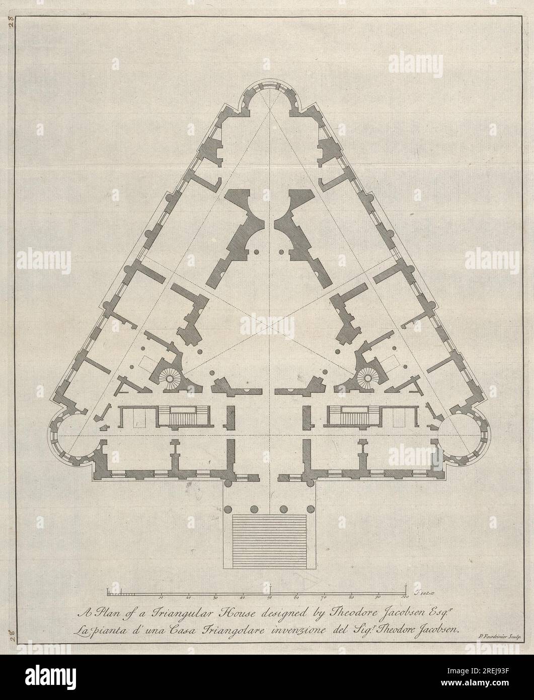 A Plan of a Triangular House Designed by Theodore Jacobsen Esqr. by ...