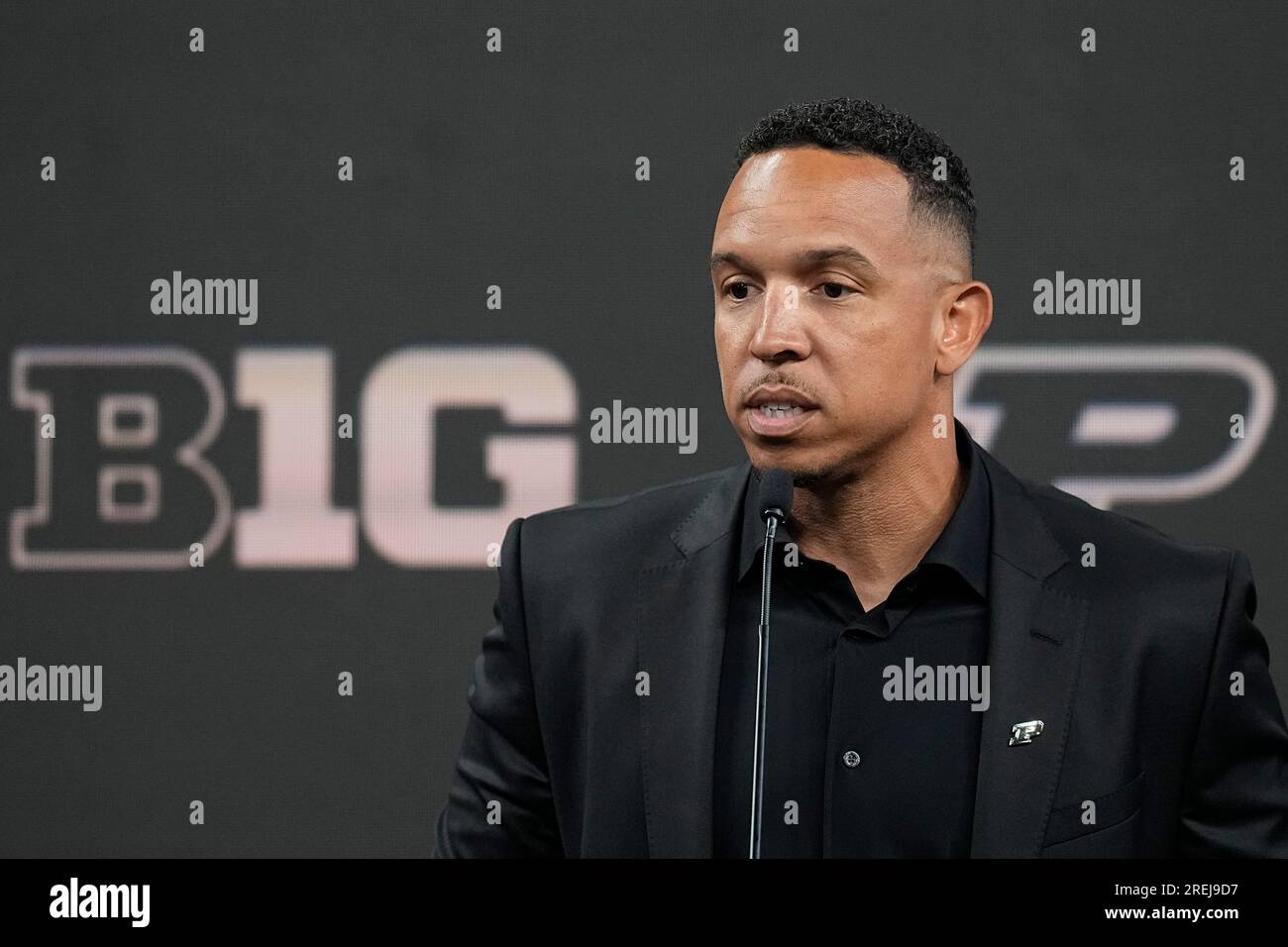 Purdue head coach Ryan Walters speaks during an NCAA college football ...