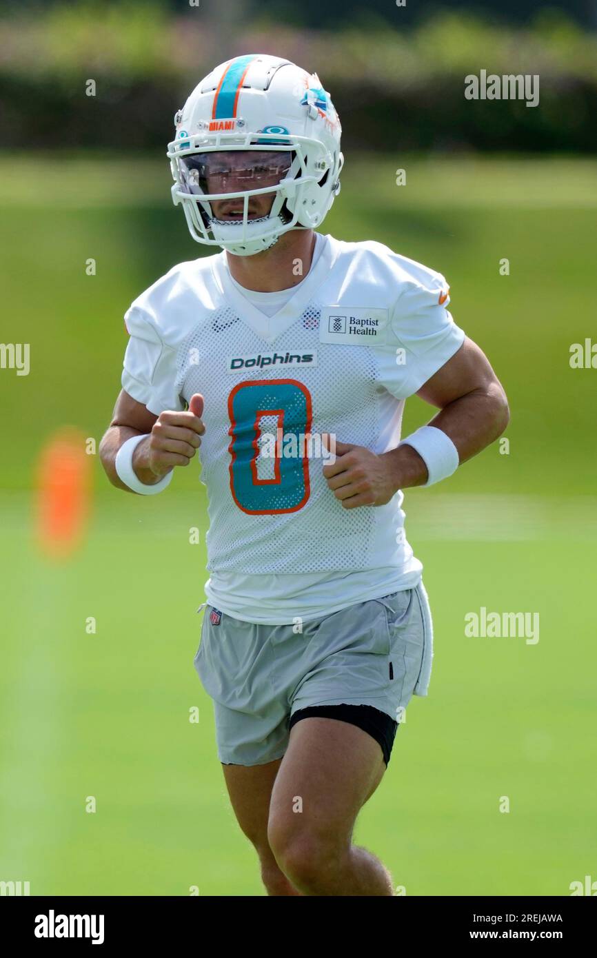 Miami Dolphins wide receiver Braxton Berrios (0) runs drills during ...