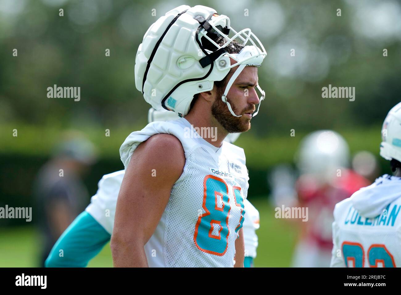 Miami Dolphins tight end Durham Smythe does drills during practice at ...