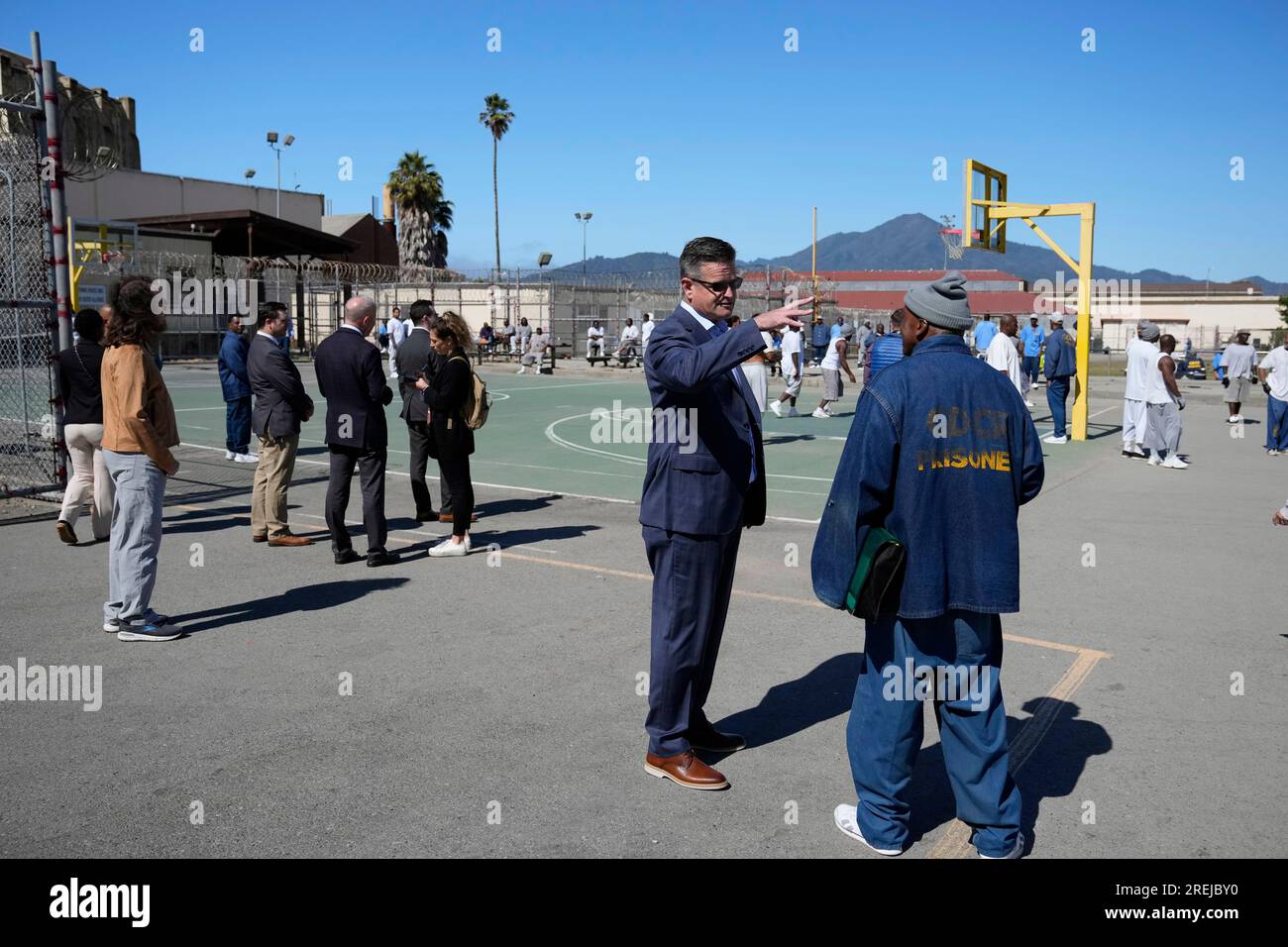 Warden Ron Broomfield speaks with an incarcerated man in the recreation ...