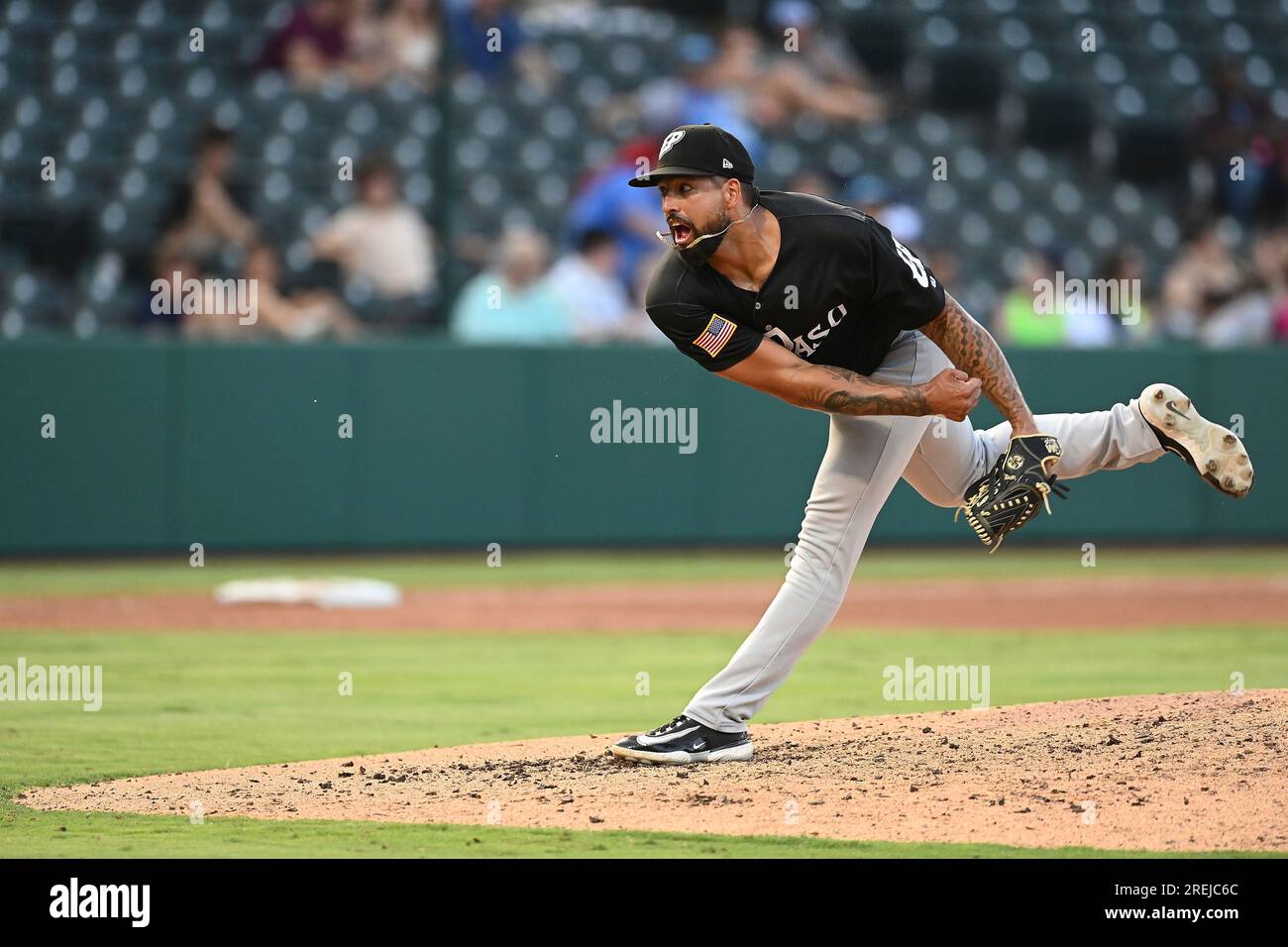 Relief pitcher Jake Sanchez (53) of the El Paso Chihuahuas pitches in ...