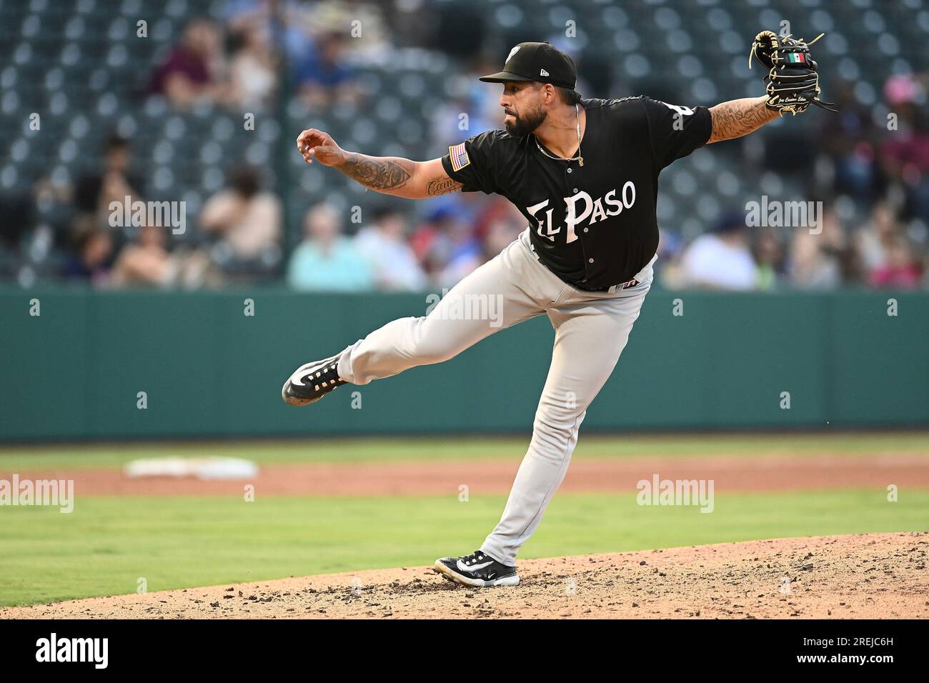 Relief pitcher Jake Sanchez (53) of the El Paso Chihuahuas pitches in ...