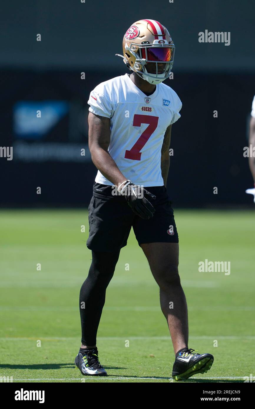 San Francisco 49ers' Charvarius Ward takes part in drills during the ...