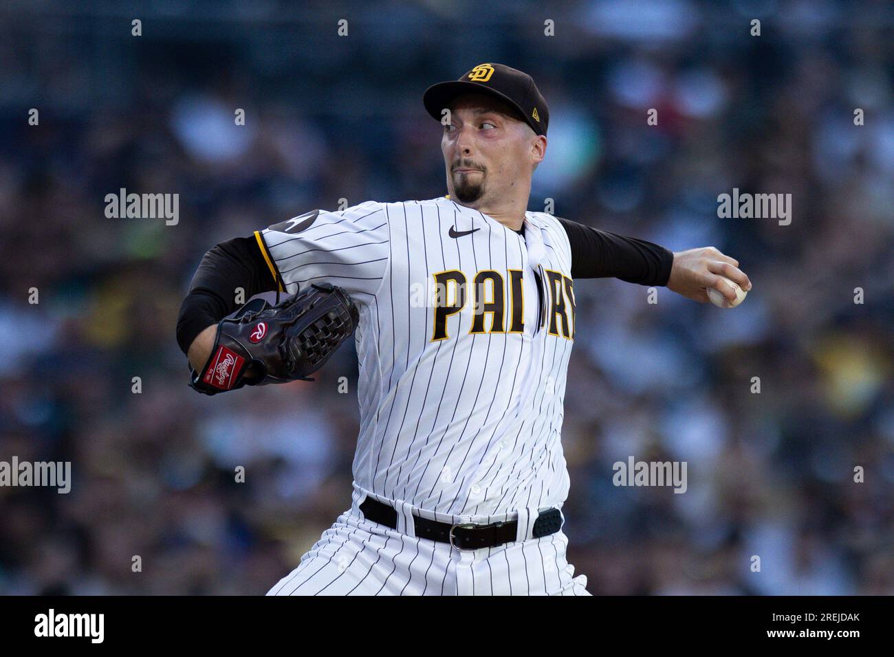 San Diego Padres' Blake Snell winds up against a Pittsburgh Pirates ...