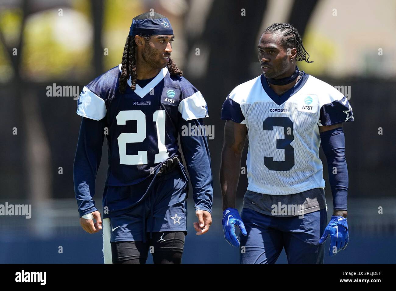 Dallas Cowboys cornerback Stephon Gilmore, left, and wide receiver ...