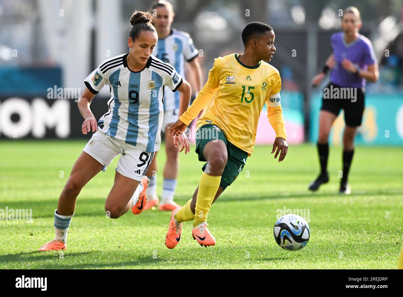 South Africa's Refiloe Jane, right, takes the ball away from Argentina ...