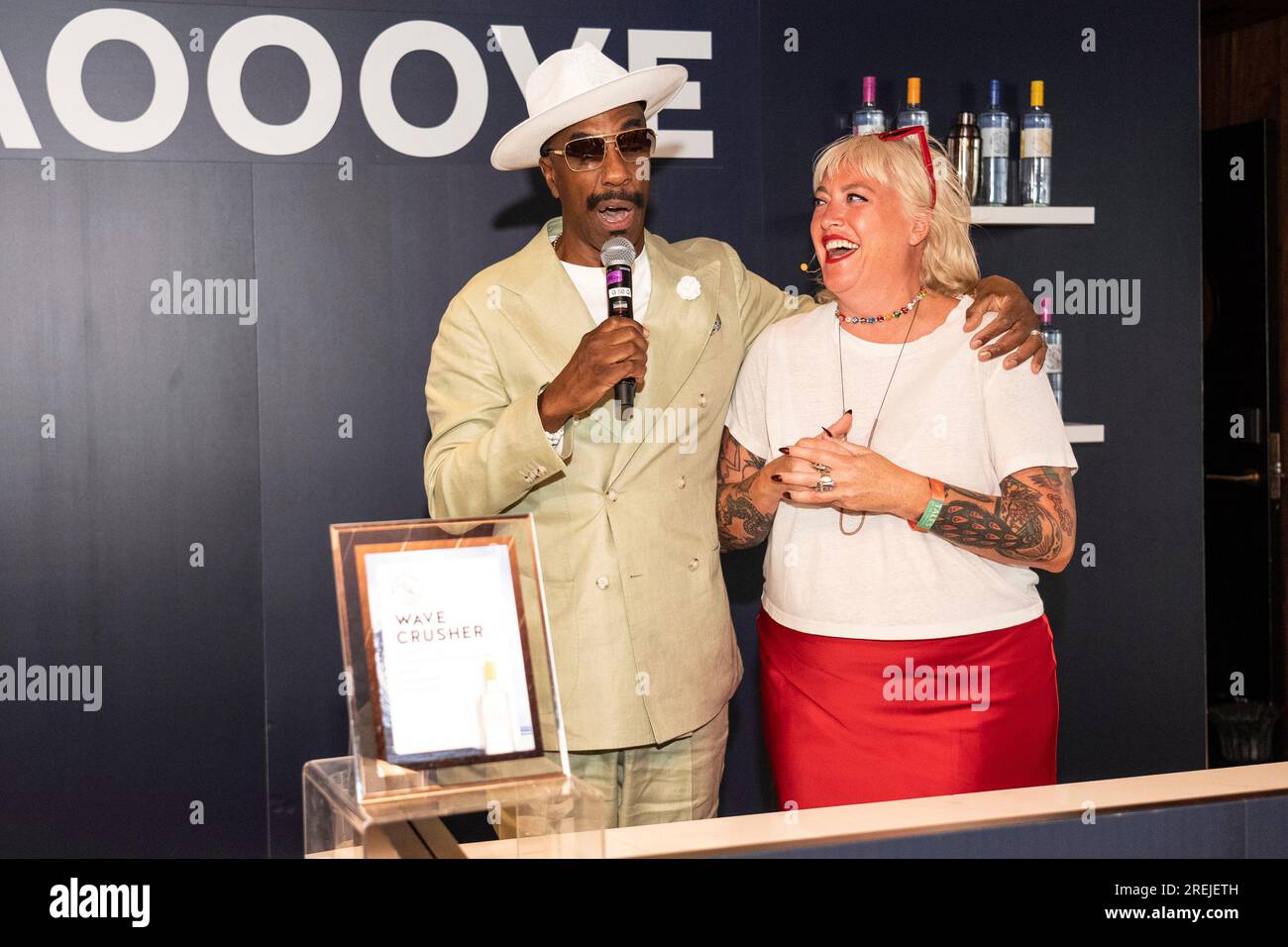 J.B. Smoove, left, and Christine Wiseman are seen at The World's ...