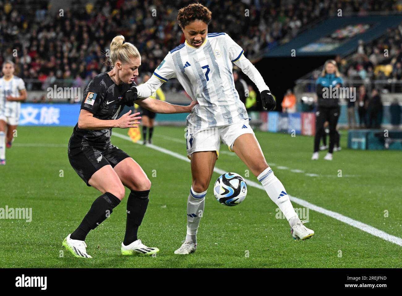Philippines' Sarina Bolden, right, competes for the ball with New ...