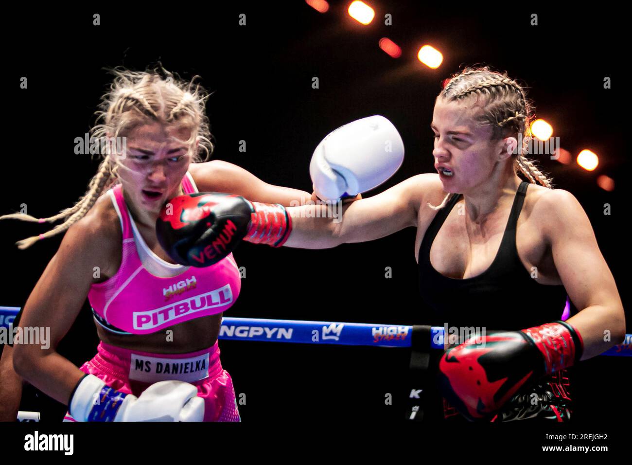DUBLIN, IRELAND - JULY 15: (R-L) Daniella Hemsley punches Ms.Danielka ...