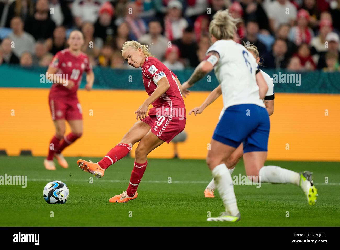 Denmark's Pernille Harder takes a shot during the Women's World Cup ...