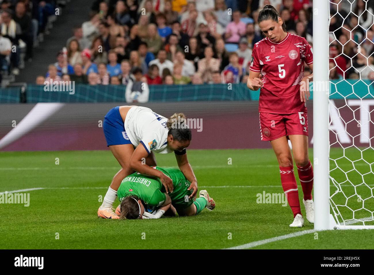 Denmark's goalkeeper Lene Christensen catches the ball in front of ...