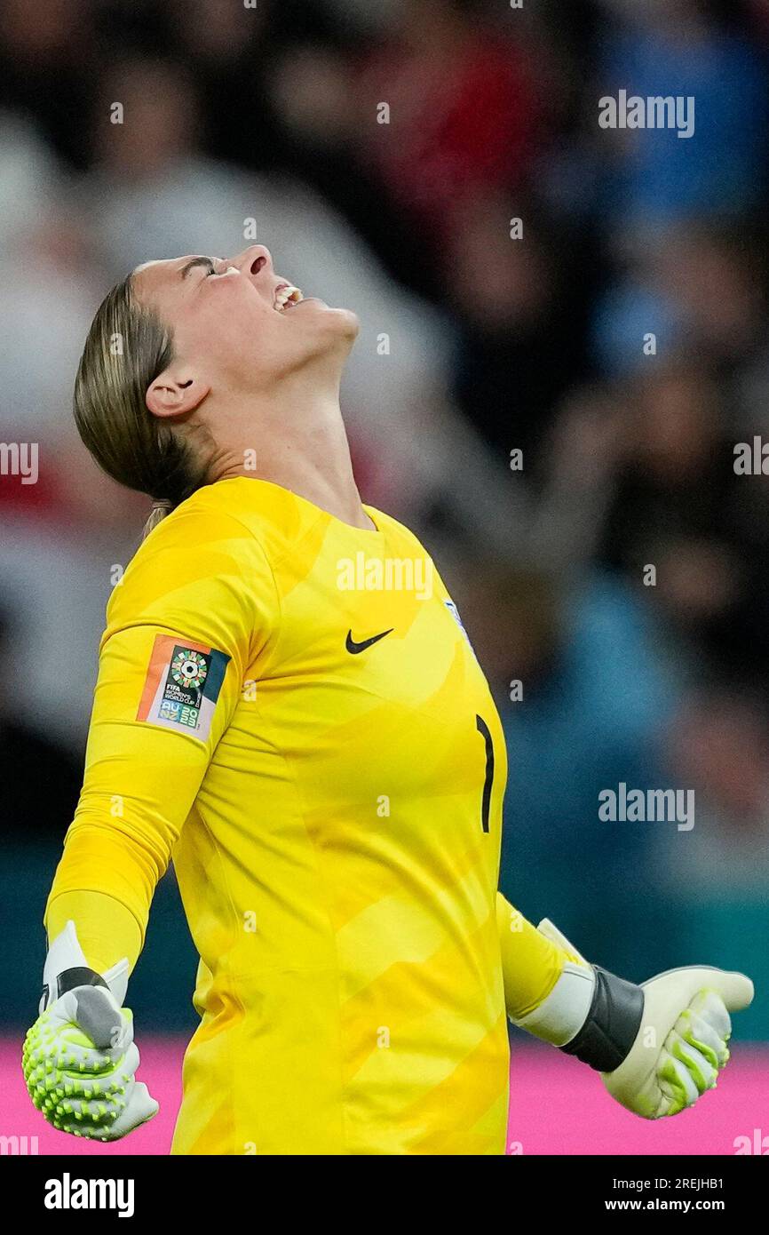 England's goalkeeper Mary Earps celebrates at the end of the Women's ...