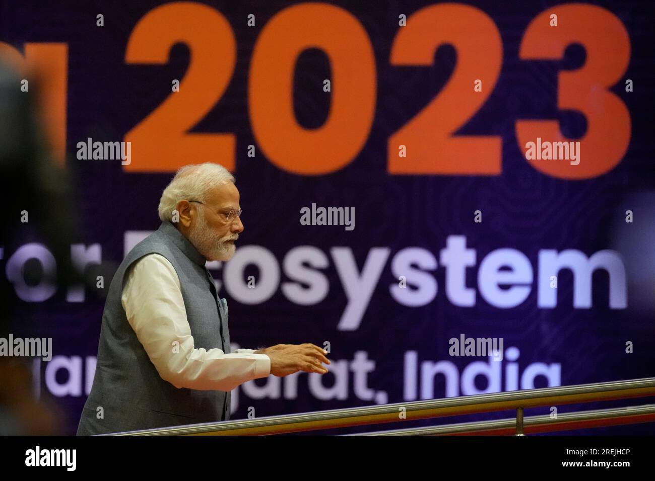 Indian Prime Minister Narendra Modi arrives to inaugurate the Semicon ...