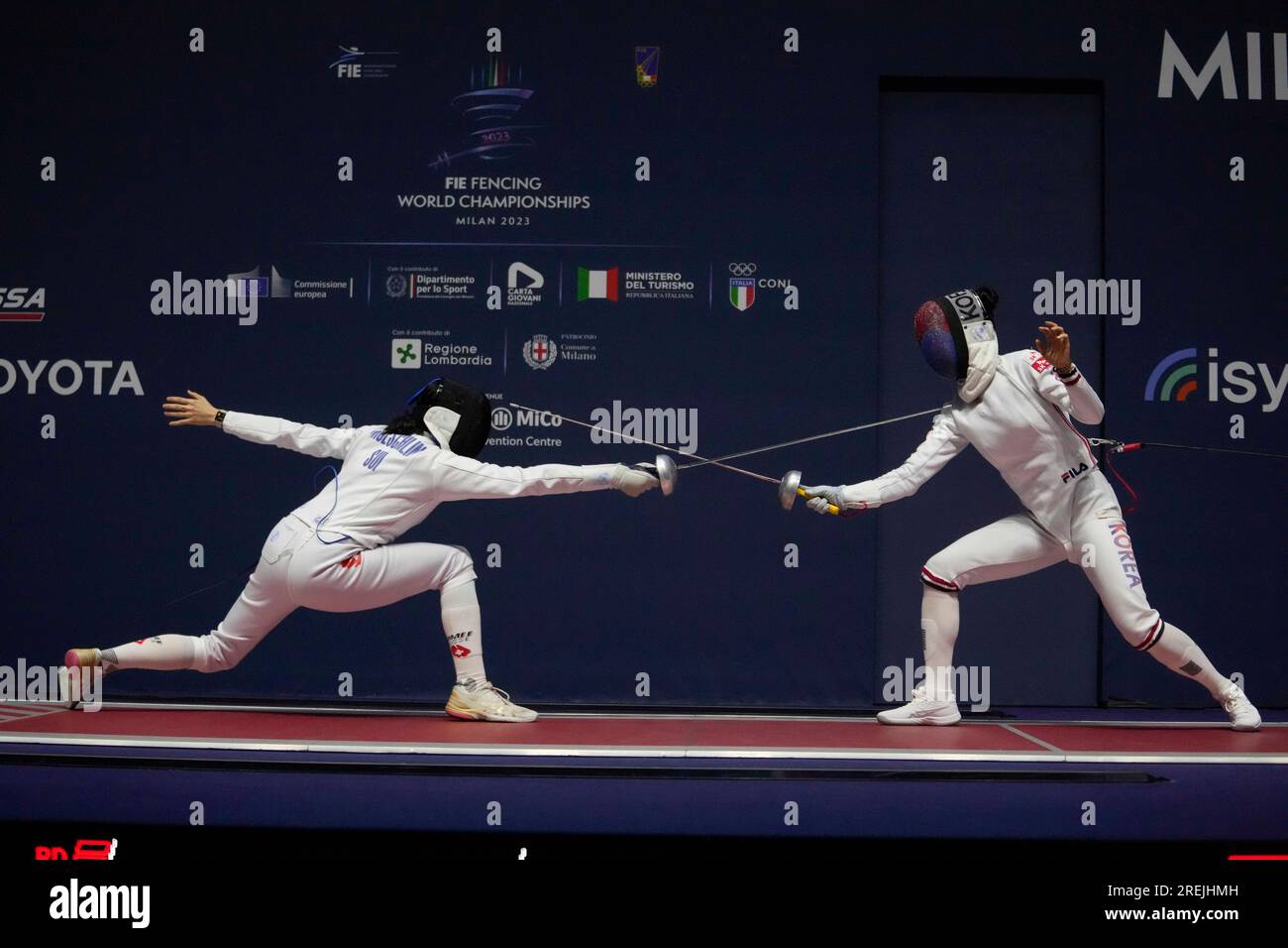 Switzerland's Noemi Moeschlin competes against Korea's Choi Injeong ...