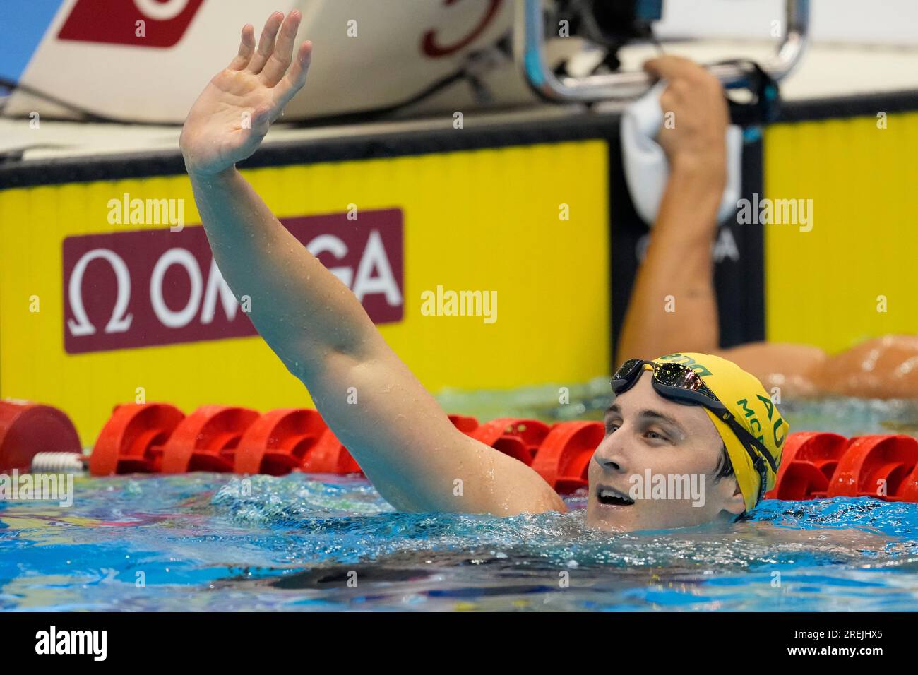 Cameron McEvoy of Australia reacts after competing at the men's 50m ...