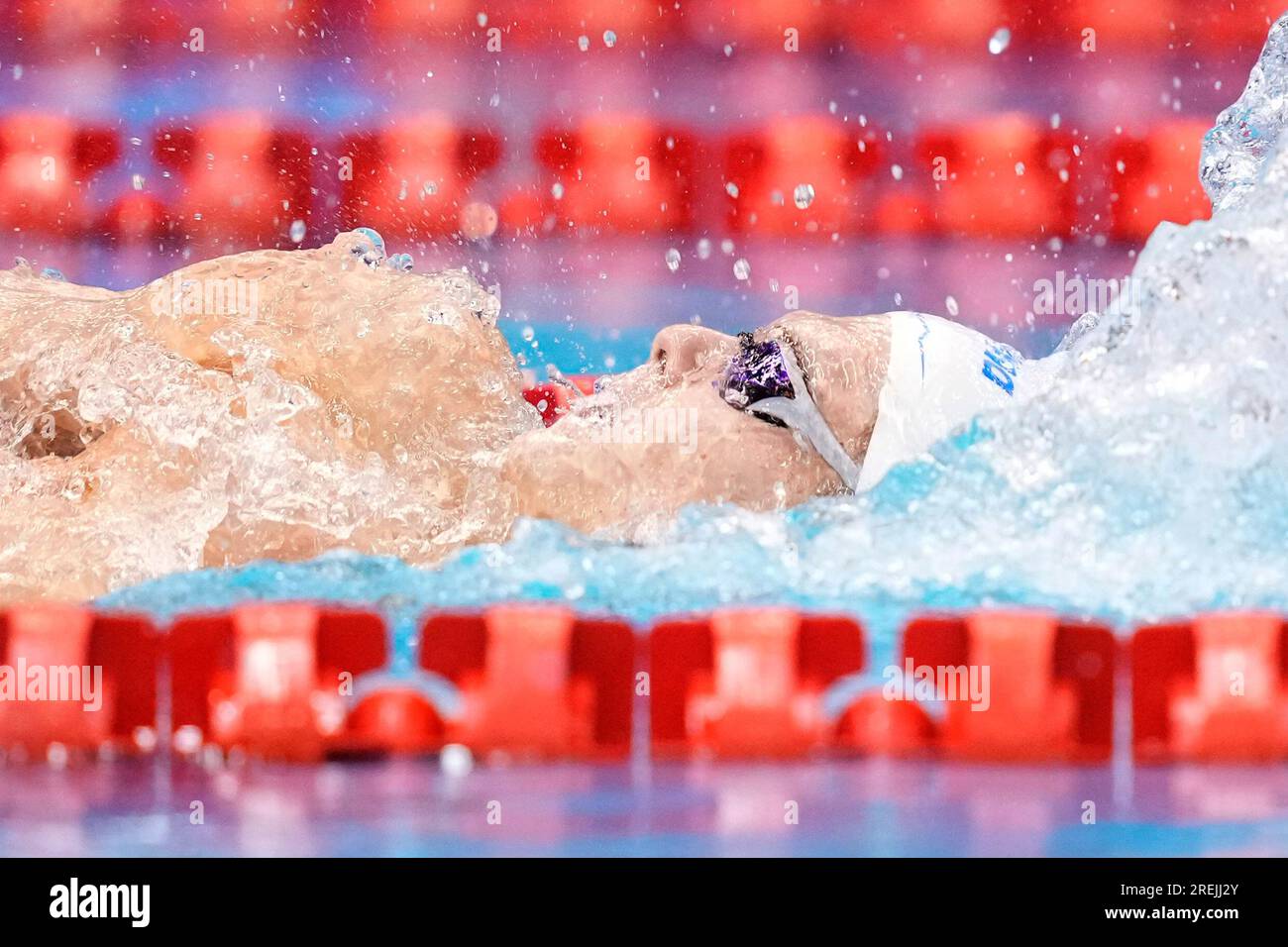 Hubert Kos of Hungary competes during the men's 200m backstroke final ...