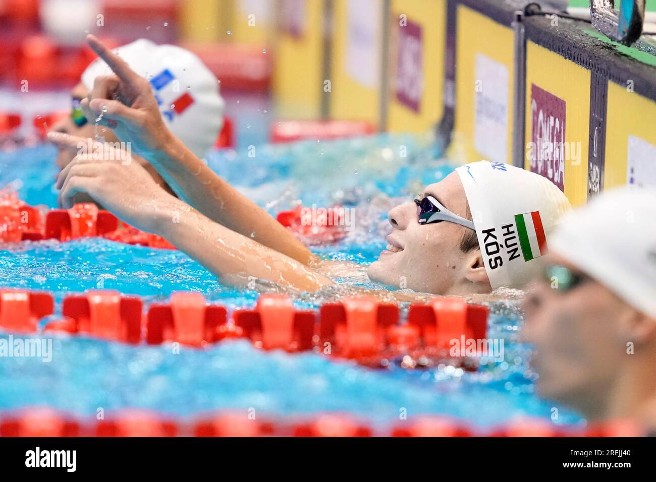 Hubert Kos of Hungary celebrates after winning the men's 200m ...
