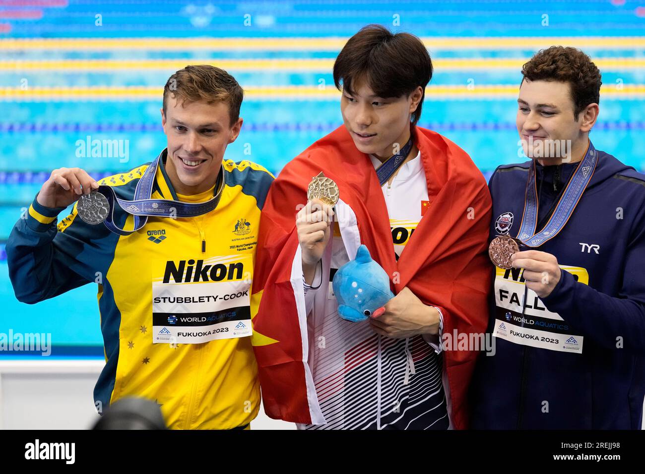 Medalists, from left to right, Zac Stubblety-Cook of Australia, silver ...