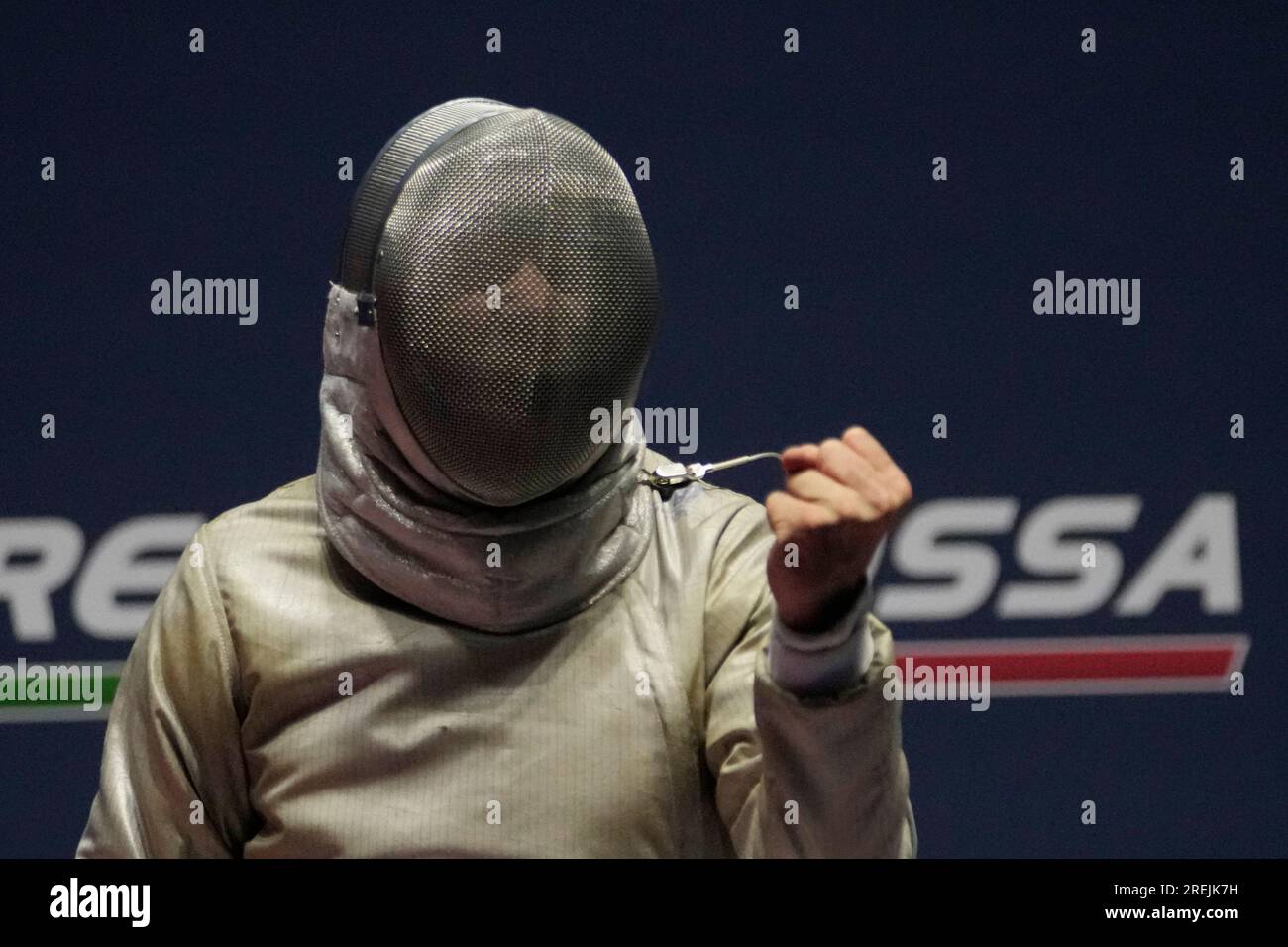 Hungary's Csanad Gemsi reacts after winning a point as he competes with ...