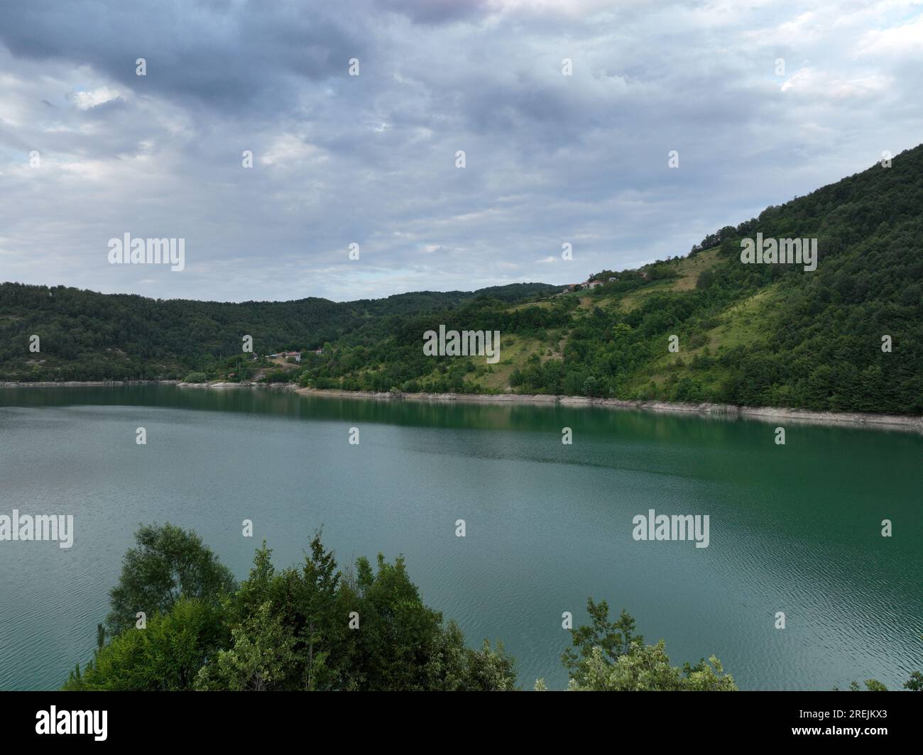 Dam river aerial view hi-res stock photography and images - Alamy