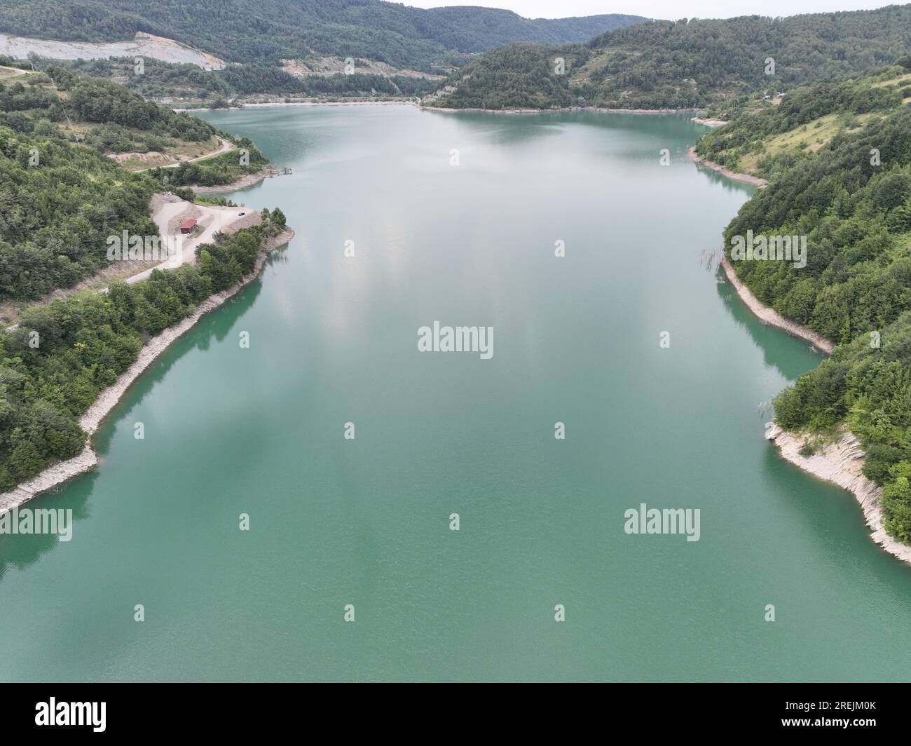 Dam river aerial view hi-res stock photography and images - Alamy