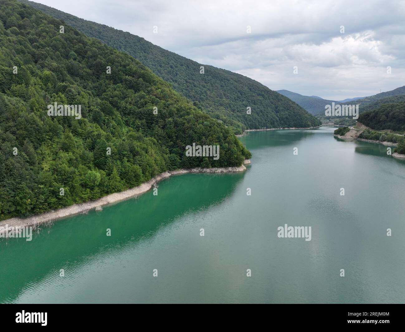 Aerial view od huge river and dam, barrage Stock Photo - Alamy