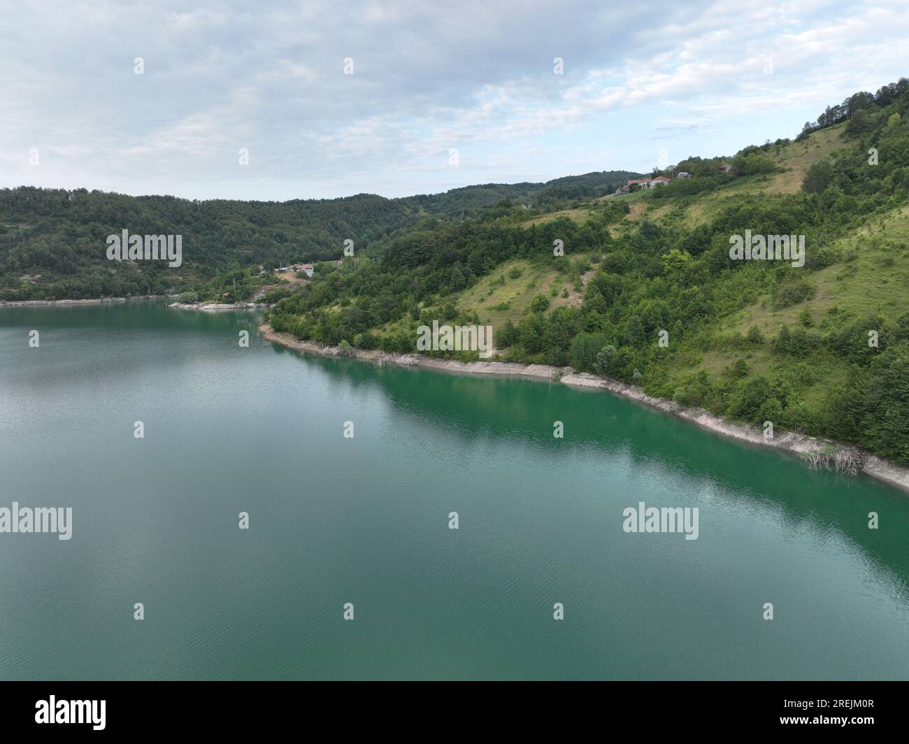Aerial view od huge river and dam, barrage Stock Photo - Alamy