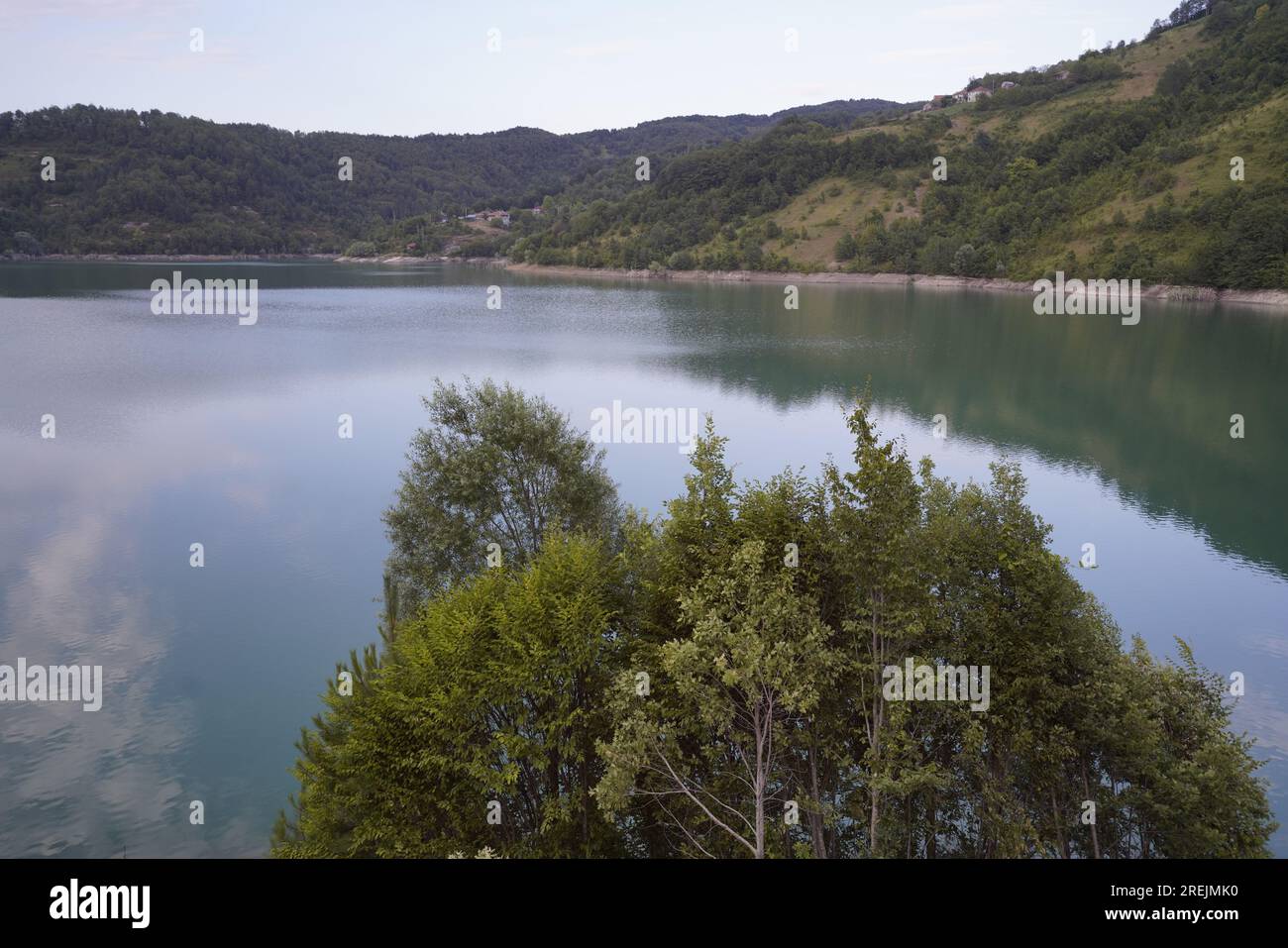 Aerial view od huge river and dam, barrage Stock Photo - Alamy