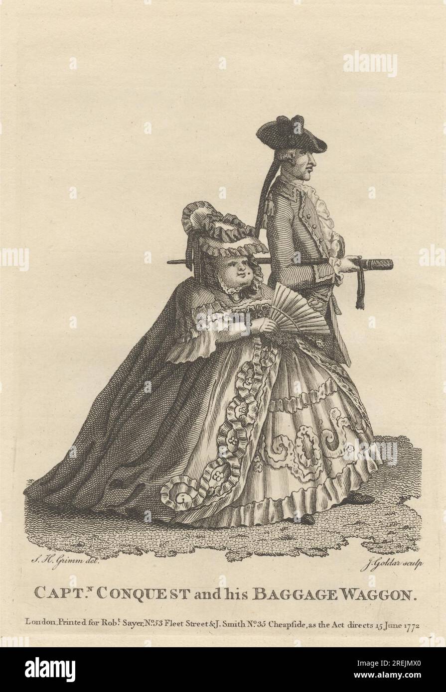 Captain Conquest and His Baggage Wagon 1772 by John Goldar Stock Photo ...