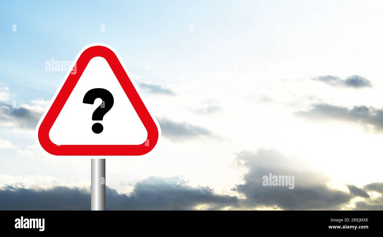 text with question mark on sky background Stock Photo - Alamy