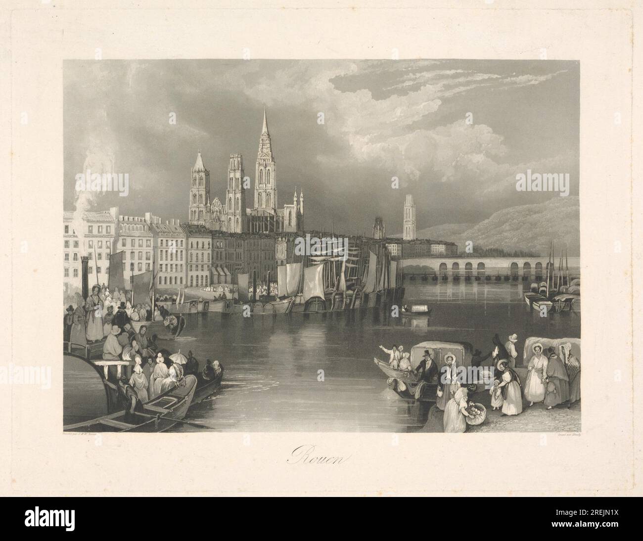 Rouen, looking up the River by Sigismond Himely Stock Photo - Alamy