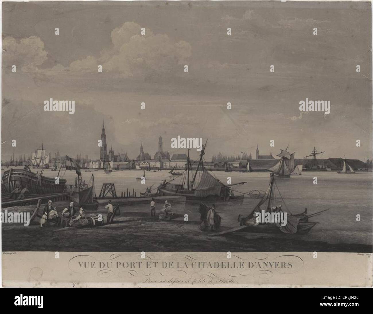 Zicht op de rede en de citadel van Antwerpen 1820 by Sigismond Himely ...